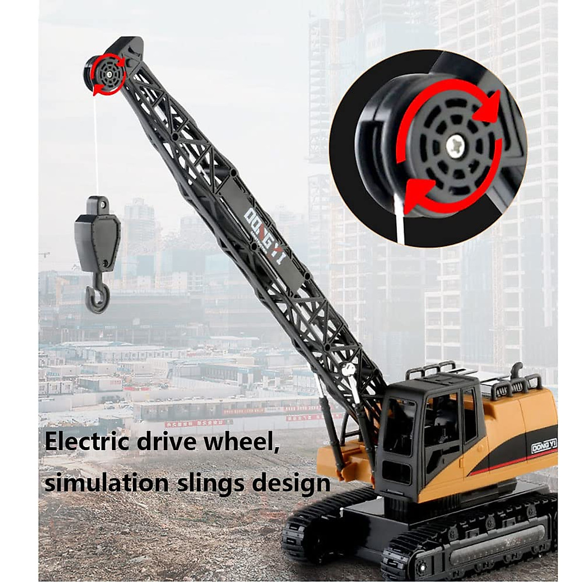 Adepe RC Truck Crawler Tower Crane Model Lifiting Cable Remote Control Excavator Tractor Digging Engineering Toy Construction Vehicle, Electric Crane Crawler Vehicle Toy Car Birthday Gifts