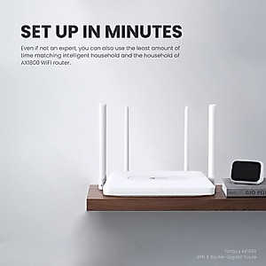 New 2023 Tongyu AX1800 WiFi 6 Router, Dual Band Gigabit Wireless 5GHz 1.8Gbps Internet Router for Gaming and Streaming and Up to 60 Devices Connected for Home, Office, Business