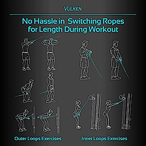 Vulken Tricep Rope Cable Attachment. 24 Inch & 17 Inch Two Lengths Built in One Pull Down Rope. Triceps Extension Straps Gym Equipment. Home Workout Handles for Resistance Bands.