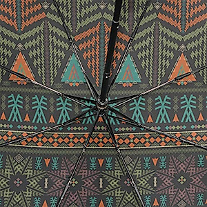 Compact Kids Umbrella Ethnic Traditional Geometric Windproof Fun Compact Umbrella Rain & Wind Resistant Compact And Lightweight For Business And Travels