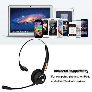 Limouyin Wireless Headphones with Microphone for Cell Phone, Comfortable Durable Call Center Bluetooth Headset 12 Hours Call Noise Cancelling 360° Rotation Bluetooth Call Center Headphones