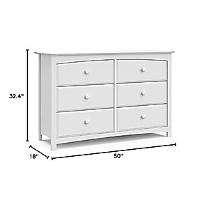 Storkcraft Kenton 6 Drawer Double Dresser (White) Dresser For Kids Bedroom, Nursery Dresser Organizer, Chest Of Drawers For Bedroom With 6 Drawers, Universal Design For Children’s Bedroom