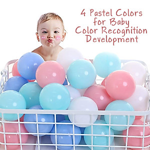 Wonder Space Soft Pit Balls, Chemical-Free Crush Proof Plastic Ocean Ball, BPA Free with No Smell, Safe for Toddler Ball Pit/Kiddie Pool/Indoor Baby Playpen, Pack of 100 (Mix - Pastel)