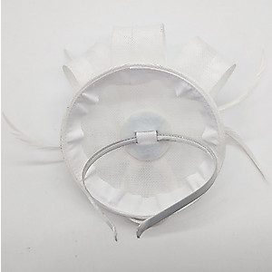 Coolwife Womens Fascinator Hat Sinamay Pillbox Flower Feather Tea Party Derby Wedding Headwear (A White)