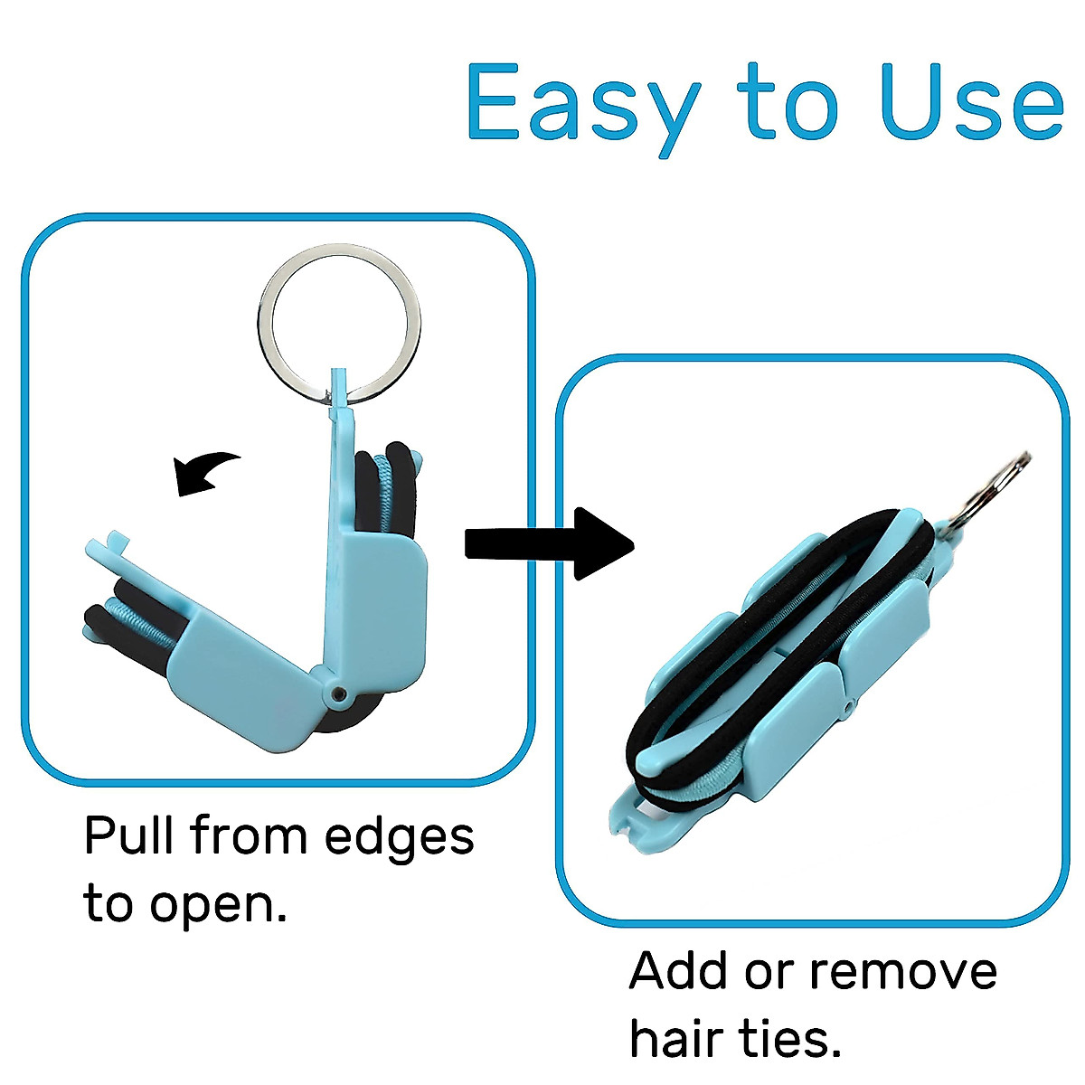 Hair Tie Hub Portable Hair Tie Holder: Stylish Hair Tie Organizer with 3 Bonus Hair Ties (Black)