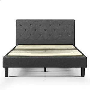 ZINUS Shalini Upholstered Platform Bed Frame / Mattress Foundation / Wood Slat Support / No Box Spring Needed / Easy Assembly, Dark Grey, King