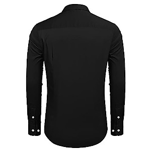 COOFANDY Mens Dress Shirts Long Sleeve Slim Fit Button Down Untucked Shirt Black