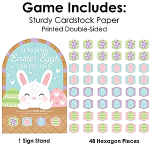 Big Dot of Happiness Spring Easter Bunny - Happy Easter Party Scavenger Hunt - 1 Stand and 48 Game Pieces - Hide and Find Game