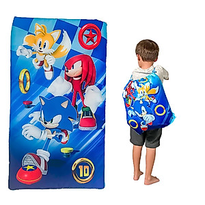 Sonic The Hedgehog Anime Kids Soft Lightweight 2 Piece Sleeping/Slumber Bag and Sling Bag Set, 46"(L) X 26"(W), (Official Licensed Sega Product) by Franco