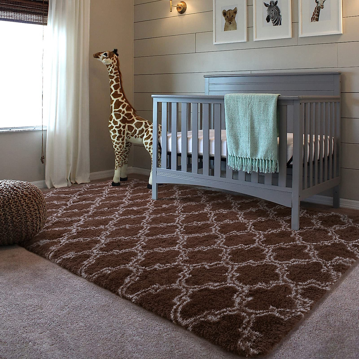 HOMORE Luxury Bedroom Rug, 4x6 Feet Area Rug for Living Room, Modern Fluffy Rugs, Soft and Comfy Rug for Kids Nusery Dorm and Home Office, Brown/Beige