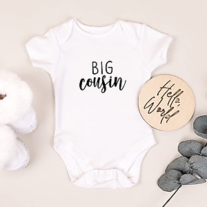 Printique Organic GOTS Certified Baby Onesie Unisex Bodysuit 0-18 months - Big Cousin | Family Baby Announcement (Big Cousin, 12-18 Months)