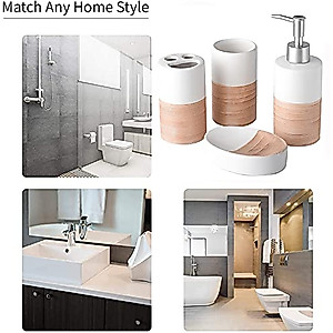 MIUFA 4 Piece White Deluxe Ceramic Bathroom Accessories Set Soap Dispenser Toothbrush Holder,Tumbler & Soap Dish (White)
