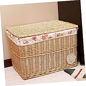 Baluue Box Wicker Storage Basket Home Storage Baskets Seagrass Storage Baskets Woven Hamper with Lid Handwoven Storage Box Handwoven Seagrass Box Rectangular Seagrass Basket Woven Box