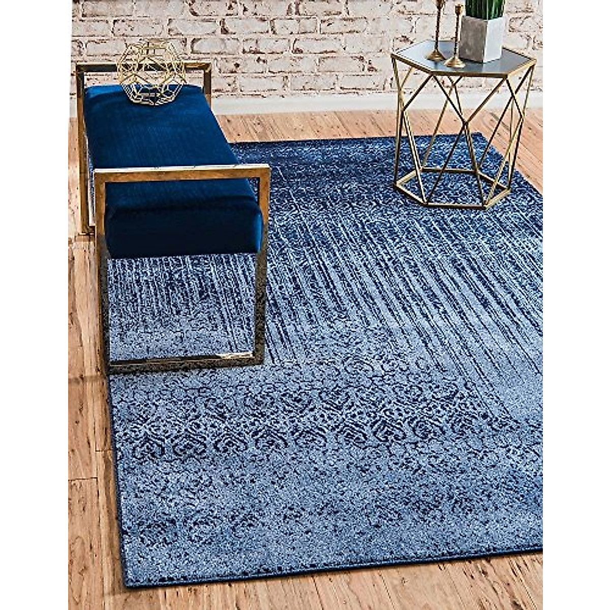 Unique Loom Del Mar Collection Area Rug-Transitional Inspired with Modern Contemporary Design, Rectangular 5' 1" x 8' 0", Blue/Navy Blue