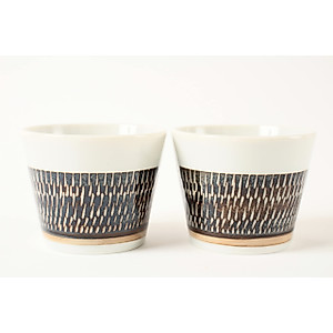 Mino ware Japanese Pottery Pair Sobachoko Tea Cup made in Japan (Japan Import) Rusty Brown Tobikanna STY002