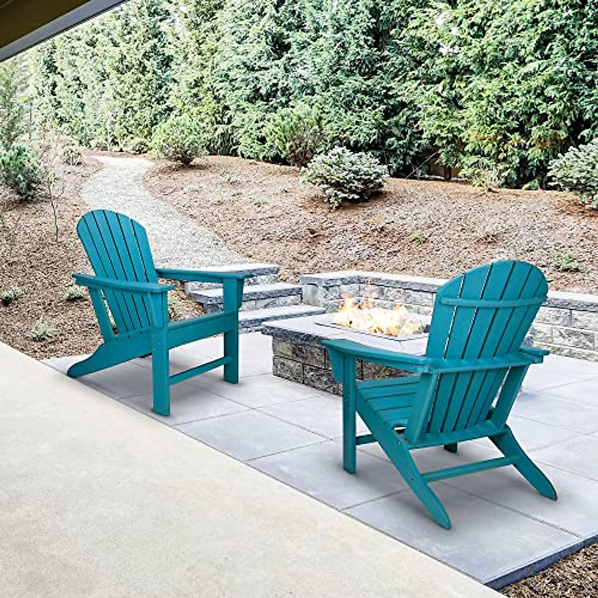 Leisure Classics UV Protected HDPE Indoor Outdoor Adirondack Lounge Patio Porch Deck Chair, Turquoise