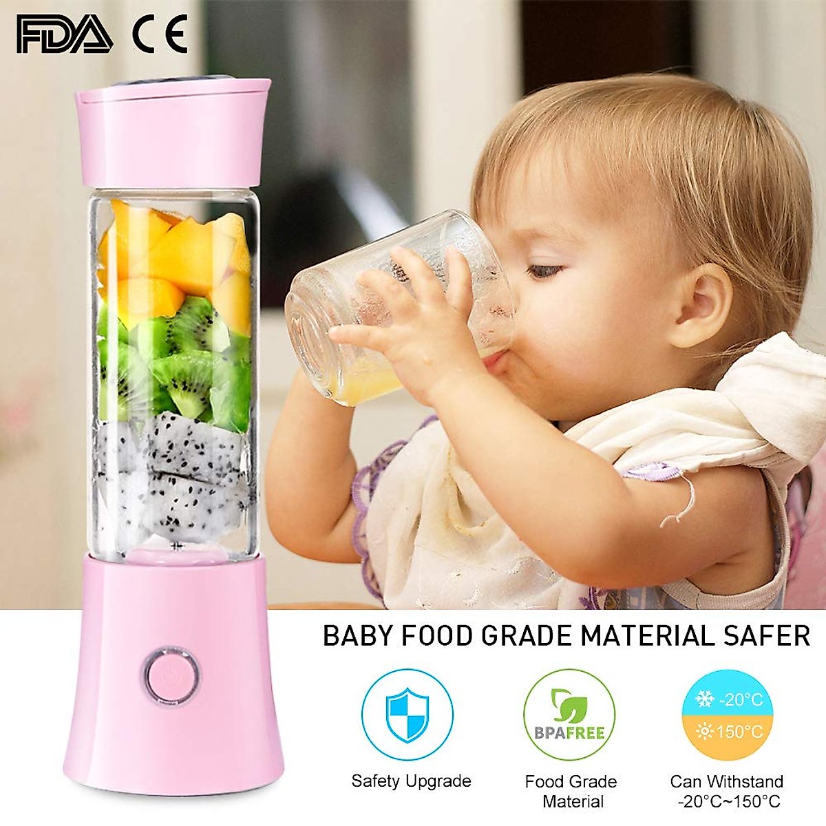 Taillansin【2019 Newest】Portable Blender, Multi-functional Travel Electric Juice Cup with USB Rechargeable Small Blender for Shakes and Smoothies, Stronger and Faster with Stainless Steel 6-Blades(FDA BPA free)