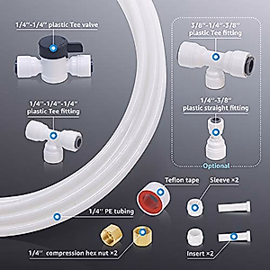 Waterdrop KITB 1/4" Water Line Connection Kit for WD-10/15/17UB Series, WD-G2/G3 RO System and iSpring, APEC, Express Water, Home Master Reverse Osmosis System, Connect it to Fridge/Ice Maker
