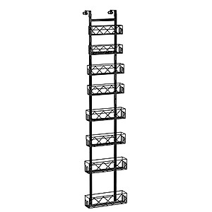 Over the Door Pantry Organizer 8-Tier Adjustable Baskets Hanging Spice Door Rack - 13.78" W x 65.16" H Behind the Door Storage for Kitchen, Bathroom, and Closet Organization