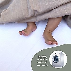 MOZAH Baby Fitted Crib Sheet –100% Organic Cotton Muslin Super Soft Breathable Tailored Snug Fit Solid White for Standard Crib and Toddler Mattresses