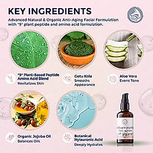 Peptide Collagen Serum for Face - Anti-Aging Facial Serum, Tighten Lift Hydrate & Plump All Skin Types, Reduce Fine Line & Wrinkles, All Natural Ingredients - Foxbrim Naturals (1 Fl Oz)