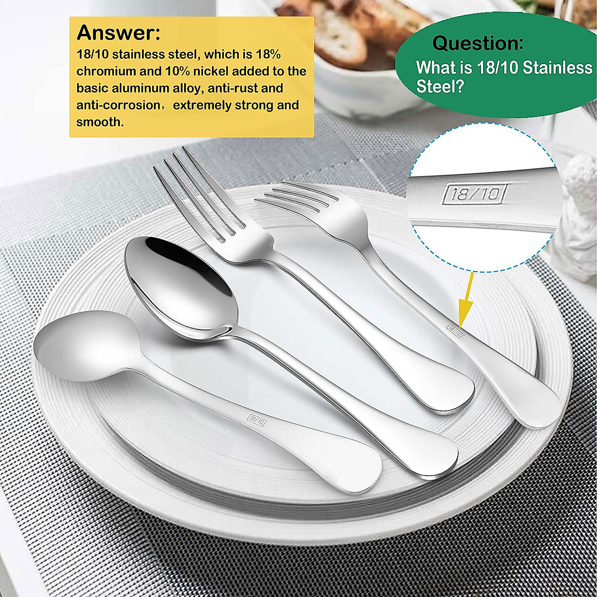 LIANYU Silverware 18/10 Stainless Steel, 18/10 Flatware Cutlery Set Service for 8, 40-Piece Eating Utensils Tableware Set for Restaurant Wedding, Dishwasher Safe, Mirror Polished