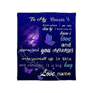 to My Cousin Custom Blanket with Photo Fleece Personalized Best Gift Throw Blankets Picture and Text Soft Flannel Bed for Kid Family Friend 30"x40"