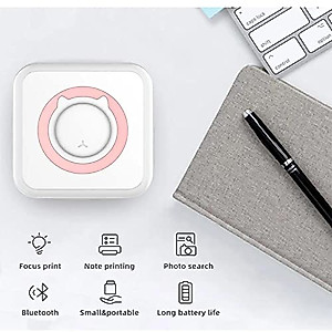 KEVGNRO InstaProud - Portable Sticker Printer, Mini Pocket Thermal Printer, Mini Printer Sticker Maker with 10 Rolls Paper for Photos, Memos, Study Notes (Pink)