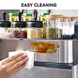 ELPHECO Storage Rolling Cart 3 Tier Mobile Shelving Unit Slide Out Storage Shelves for Kitchen Bathroom Laundry Narrow Places