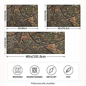 Dalzium Satin Pillowcase for Hair and Skin, Forest Camouflage Silk Pillowcase Soft and Cozy Body Pillow Covers, Standard Size Satin Pillow Cases with Envelope Closure(20x26 Inch), 1PC