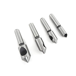 Taytools 467252 4 Piece 82 Degree Single Zero Flute Countersink Chamfering Tool Set in Wooden Box
