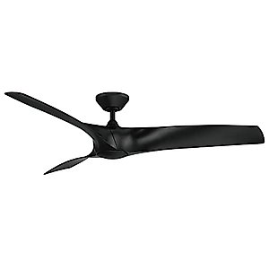 Zephyr Smart Indoor and Outdoor 3-Blade Ceiling Fan 62in Matte Black with 3000K LED Light Kit and Remote Control works with Alexa, Google Assistant, Samsung Things, and iOS or Android App