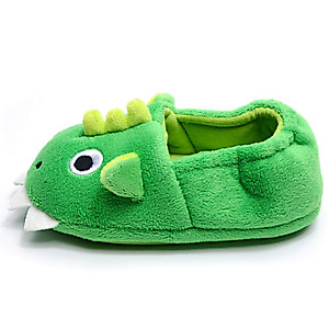 Toddler Baby Boys House Slipper Cute Dinosaur Cartoon Soft Anti-Slip Winter Shoes (Toddler/Little Kid) Green