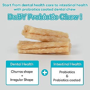 DOCTOR BY Probiotic Chew, Dental Dog Treats with Probiotic Supplement for Small/Medium Dogs – Freshens Breath, Supports Digestive Health (4.6oz, 10 Packs) (Duck) (Probiotics)