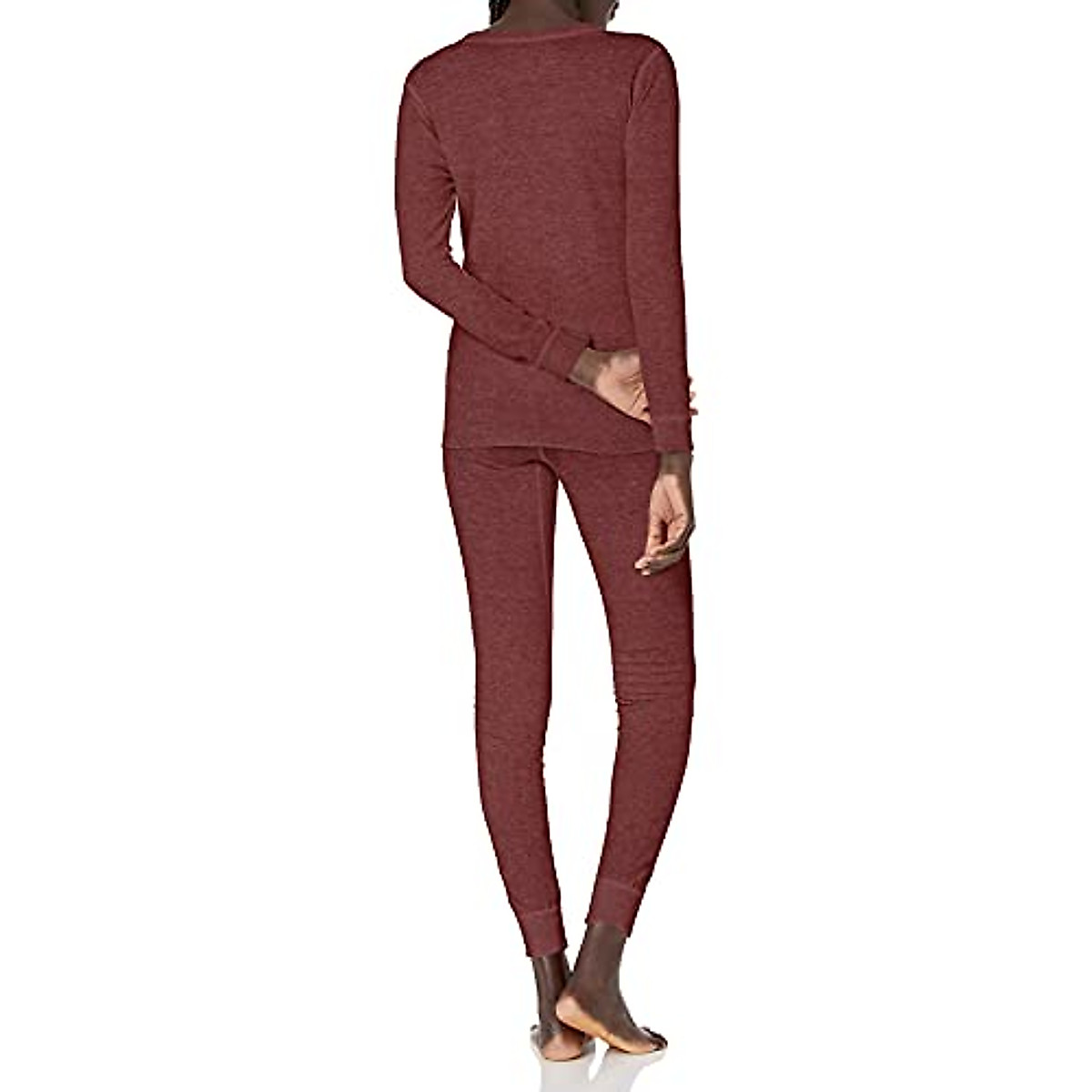 Fruit of the Loom Women's Micro Waffle Premium Thermal Set, Merlot Heather, Large