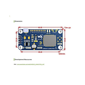 Waveshare GSM/GPRS/Bluetooth 3.0 HAT for Raspberry Pi 2B/3B/3B+/Zero/Zero W Based on SIM800C Support SMS Data Transfer ect