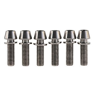 Yaruijia Titanium Bolt for MTB Bicycle Stem M5x16/18/20mm Taper Head Hex Socket Screws with Ti Washer Pack of 6 (M5x20mm, Titanium)