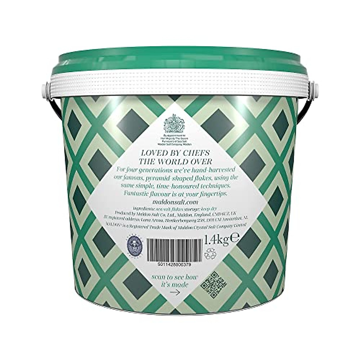 Maldon Salt, Sea Salt Flakes, 3.1 lb, Bulk Tub, Kosher, Natural, Handcrafted, Gourmet, Pyramid Crystals