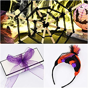 3 Spools Halloween Tulle Rolls Tulle Netting Rolls Tulle Fabric Spool Ribbons, 6 Inches by 75 Feet (Black, Orange and Purple)