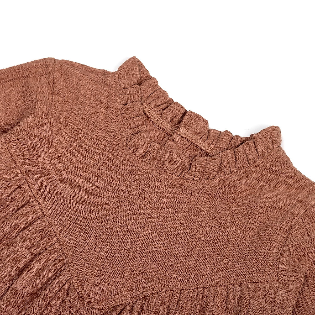 USKIDKK Toddler Girl Dress Long Sleeve Linen Cotton Dress Casual Fall Dresses Clothes (Lotus pink,3-4T)