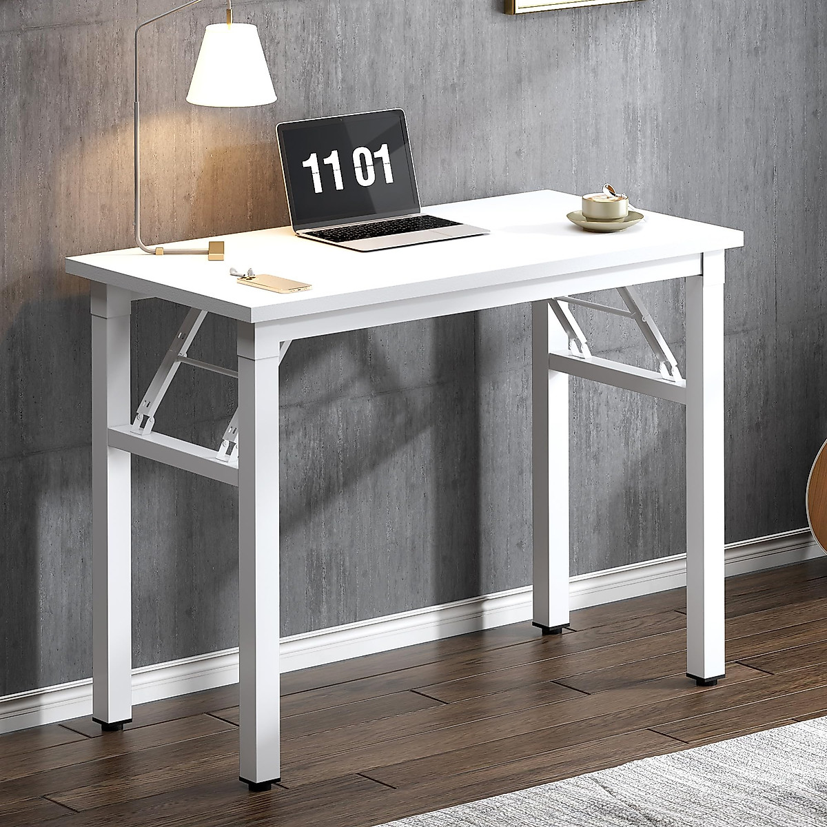 Need Small Computer Desk 31.5 inches Folding Table No Assembly Sturdy Small Writing Desk Folding Desk for Small Spaces, White