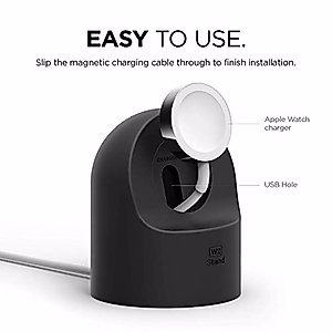 elago W2 Charger Stand Compatible with Apple Watch Series Ultra/8/SE2/7/6/SE/5/4/3/2/1 (49mm, 45mm, 44mm, 42mm, 41mm, 40mm, 38mm), Durable Silicone, Compatible with Nightstand Mode (Black)