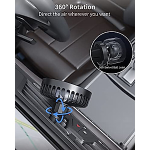 TriPole Car Fan, USB Powered Fan for Car Cooling Strong Airflow 3 Speed Car Vent Fan with Clip 360°Adjustable Vehicle Fan Portable Fan for Car Truck SUV RV Auto, Black