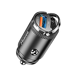 USB C 60W Car Charger Fast Charge, 30W PD& 30W QC3.0 Fast Charge with Metal Body, Flush Fit Pull Ring Charge Adapter Universal for iPhone 13/13 Pro/12/12 Pro Max/XS/XR, Samsung Galaxy, Car Accessories