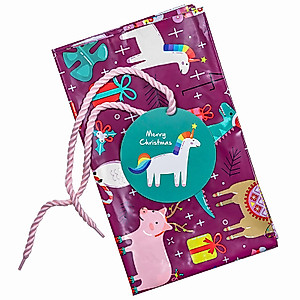 WRAPAHOLIC 56" Large Christmas Plastic Gift Bag - Cute Red Green Gnome and Candy Canes Design for Holiday, Parties, Celebrating, or Any Occasion - 56" H x 36" W