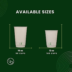 12oz Plastic-free Coffee Cups by Living Balance | 100 cups with Integrated Sleeves. Best alternatives to plastic cups.