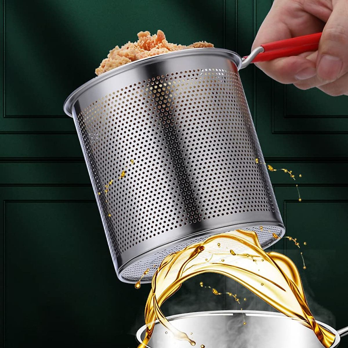 SHERCHPRY 1 Set of Stainless Steel Stock Fry Pot with Strainer Basket, Deep Fryers Frying Pot for Frying Fish Shrimp Chicken and Fries (with Clip)