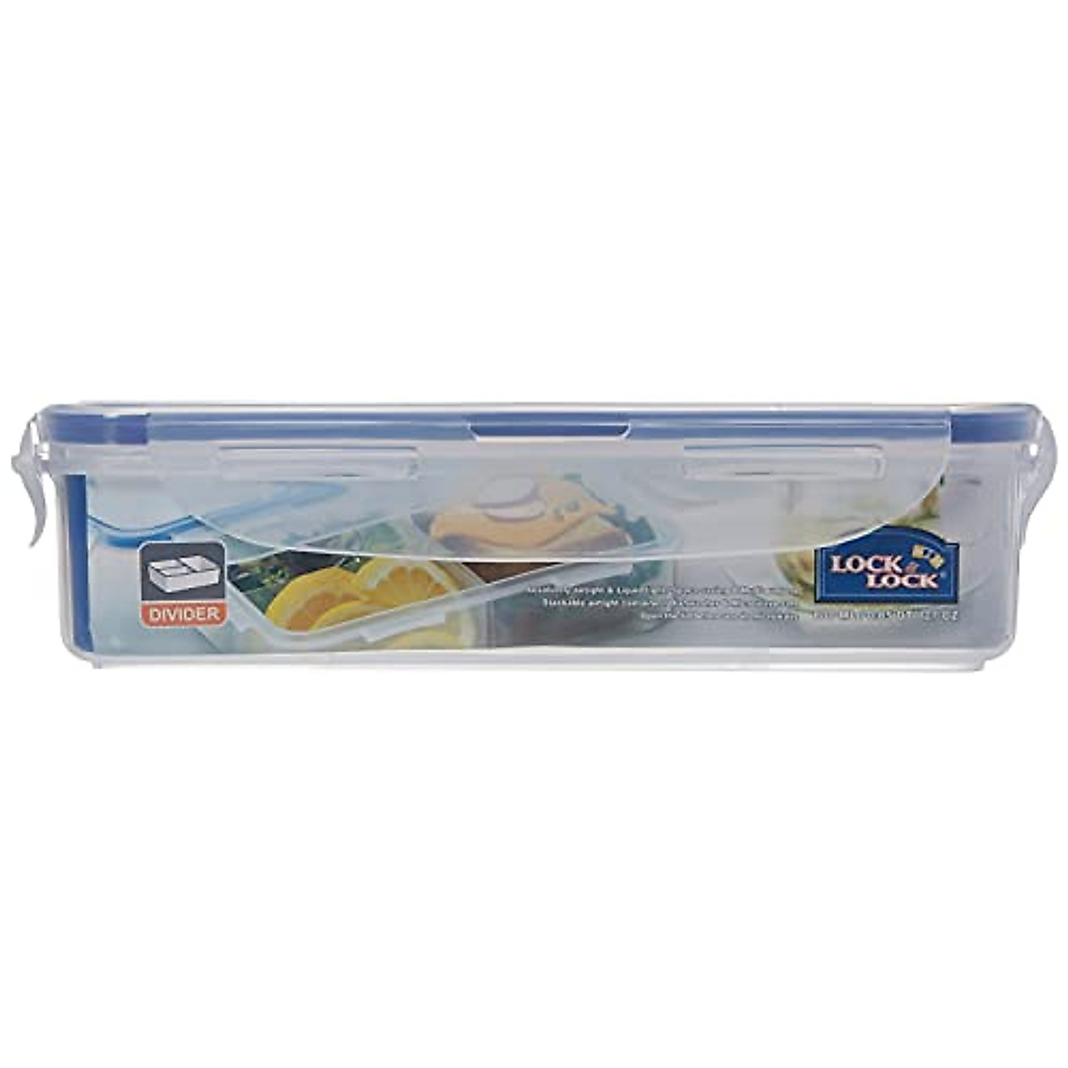 LocknLock Easy Essentials On The Go Meal Prep Lunch Box, Airtight Containers with Lid, BPA Free, Rectangle (3 Section) -27 oz, Clear