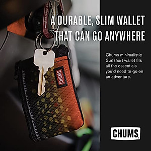 Chums Surfshort Nylon Wallet,Water Resistant,Compact,Ultra Slim,Lightweight,Clear Window ID Slot, Black/Gray