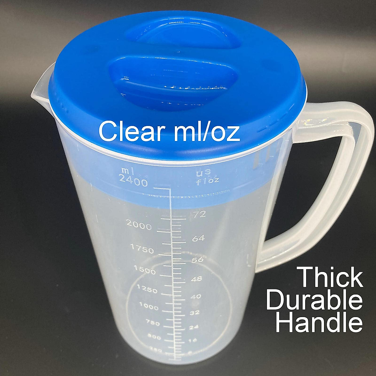 0.66 Gallon/2.5 Litre Plastic Pitcher with Lid BPA-FREE Eco-Friendly Carafes Mix Drinks Water Jug for Hot/Cold Lemonade Juice Beverage Jar Ice Tea Kettle (Navy, 81oz)